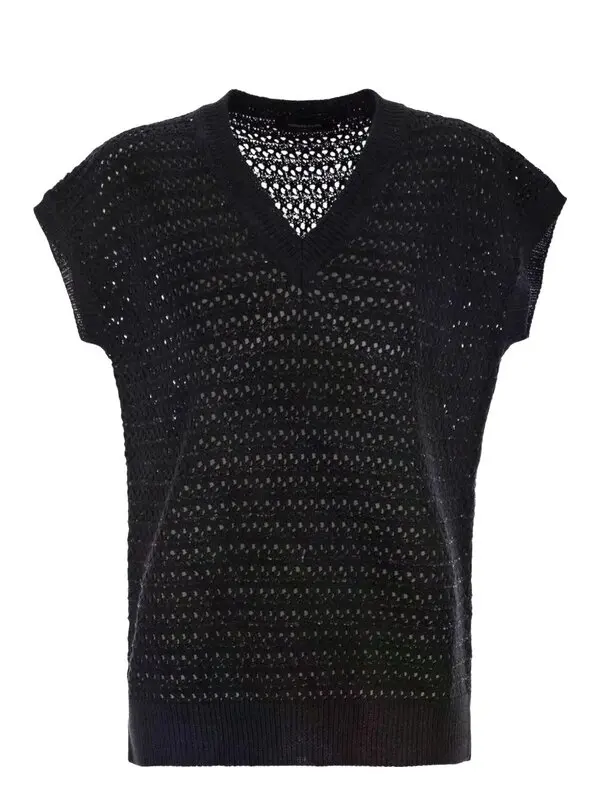 Fabiana Filippi Sequin-embellished Crochet-knit Vest - Black