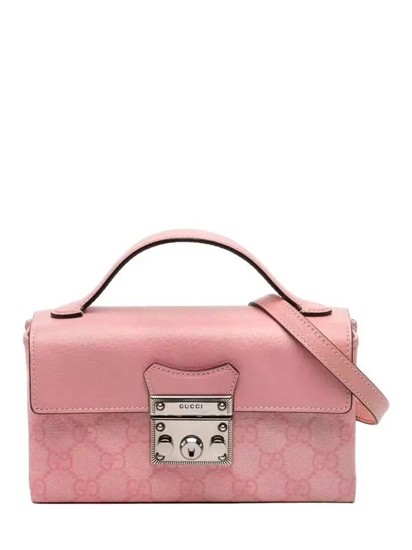Gucci Mini Gg Supreme Padlock Satchel - Pink