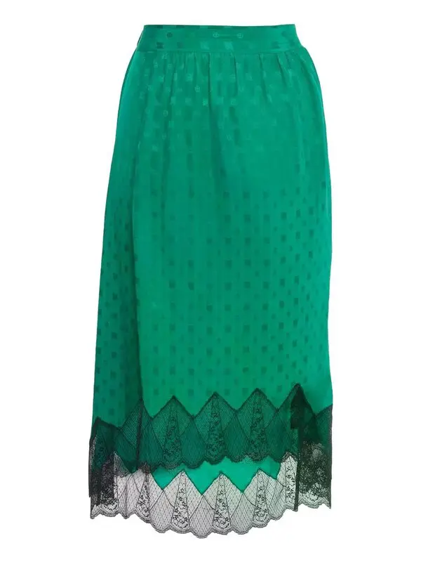 Zadig&Voltaire Patterned Lace-hem Midi Skirt - Green