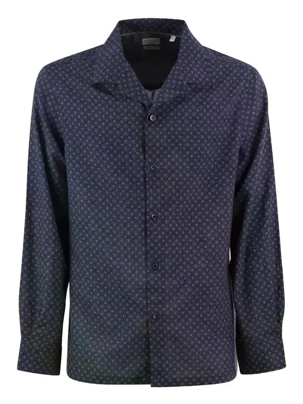 Brunello Cucinelli Geometric-print Shirt - Blue