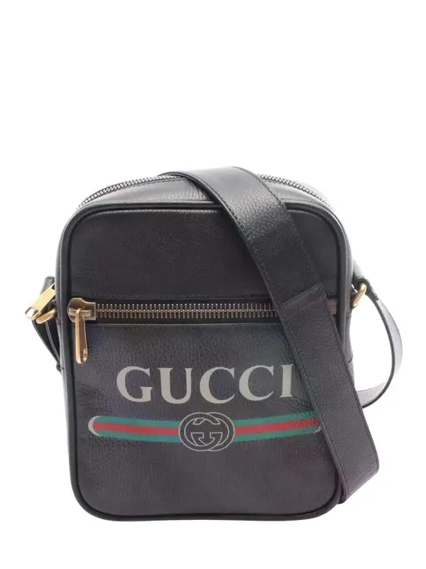 Gucci Leather Logo Crossbody Bag - Black