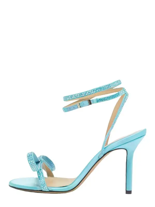 Mach & Mach Bow Crystal Sandals - Blue