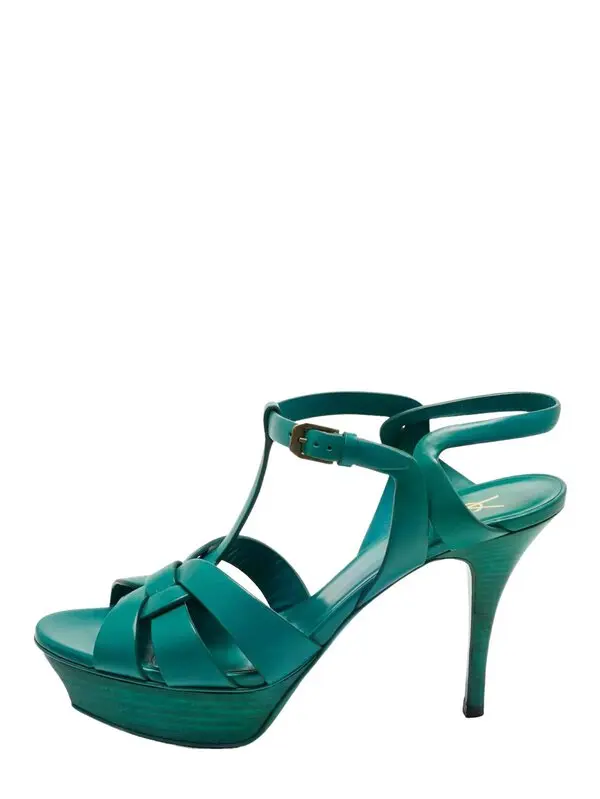 Saint Laurent Tribute Leather Strappy Sandals - Green