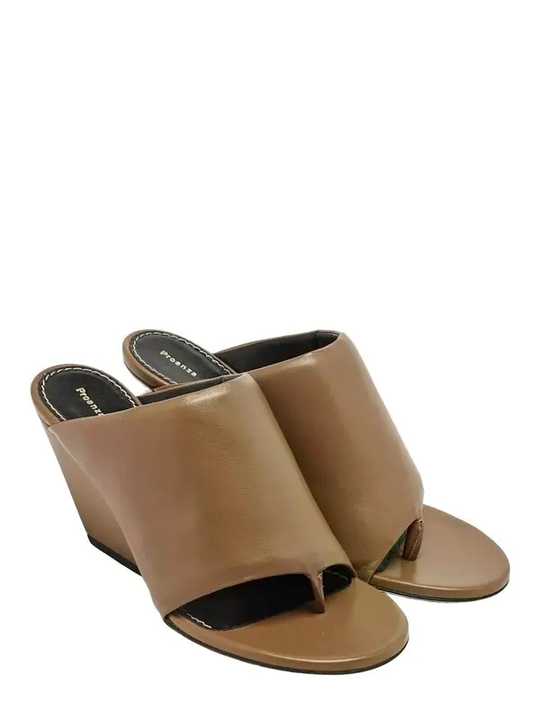Proenza Schouler Leather Wedge Sandals - Brown