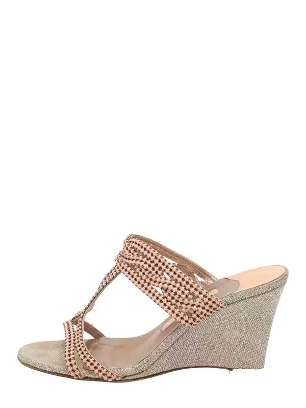 GINA Bead-embellished Wedge Sandals - Neutrals