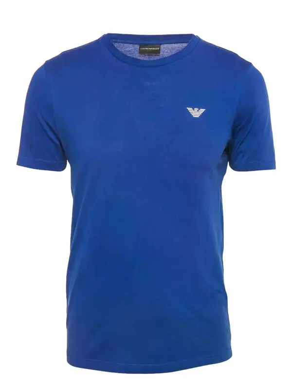 Emporio Armani Embroidered-logo Crew-neck T-shirt - Blue