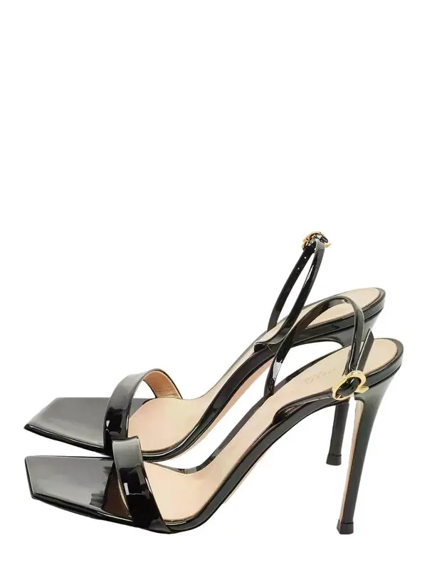 GIANVITO ROSSI Patent-leather Ribbon Sandals - Black