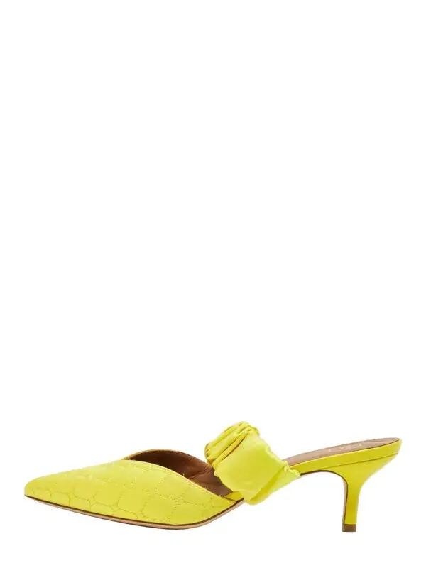 MALONE SOULIERS Quilted Kitten Heel Mules - Yellow