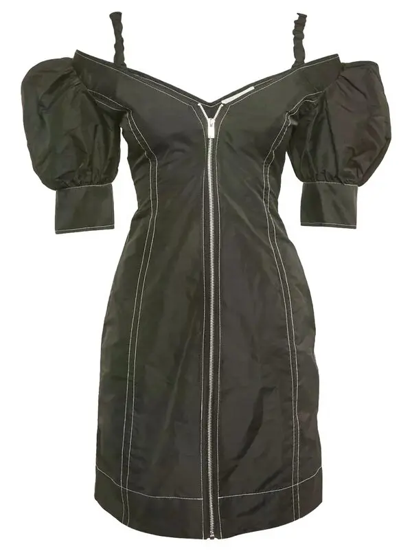 GANNI Mini Cold-shoulder Dress - Black