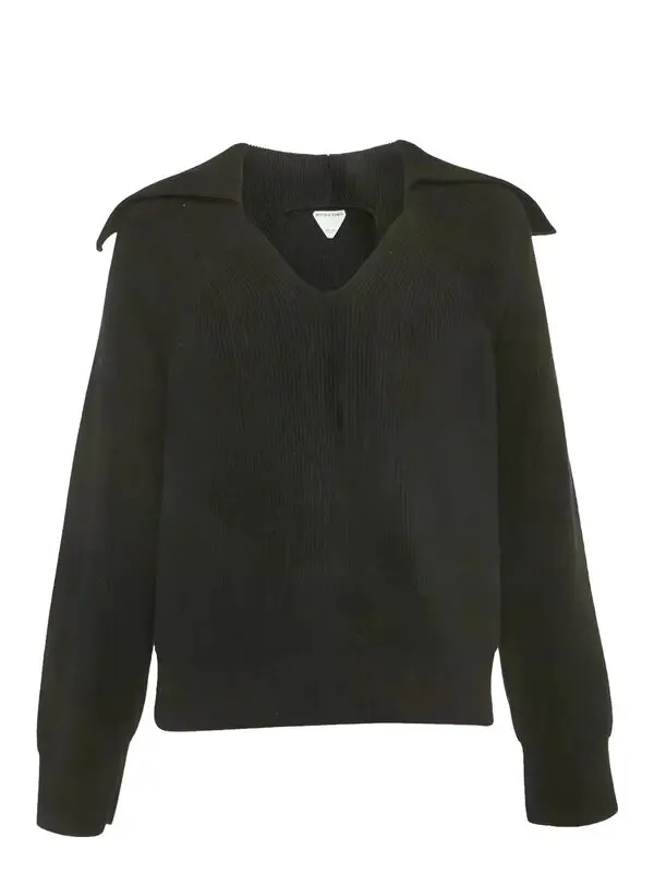 Bottega Veneta Ribbed-knit Wide-collar Sweater - Black