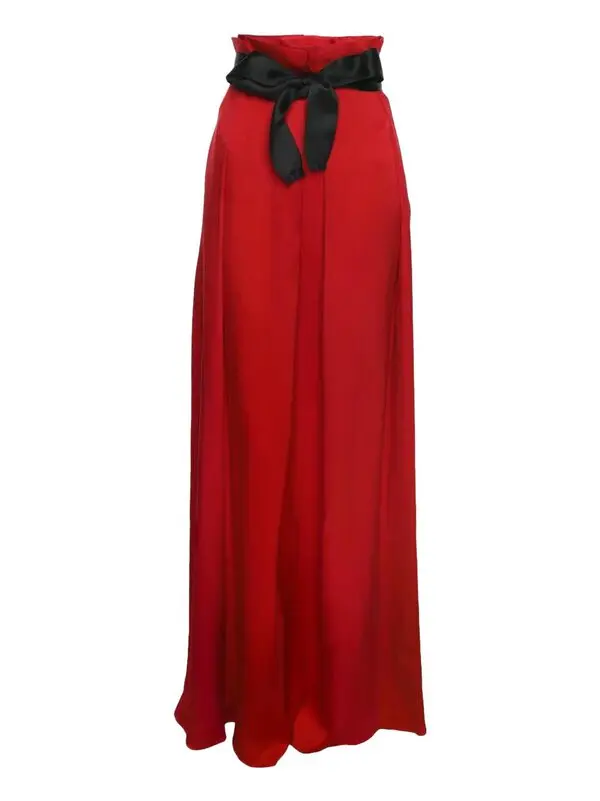 Carolina Herrera Pleated Maxi Skirt With Ribbon Detail - Red
