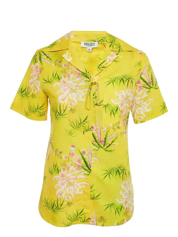 Kenzo Floral Print Short Sleeve Shirt - Yellow