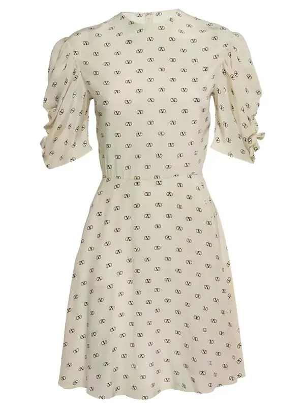 Valentino Garavani Logo-print Mini Dress - Neutrals