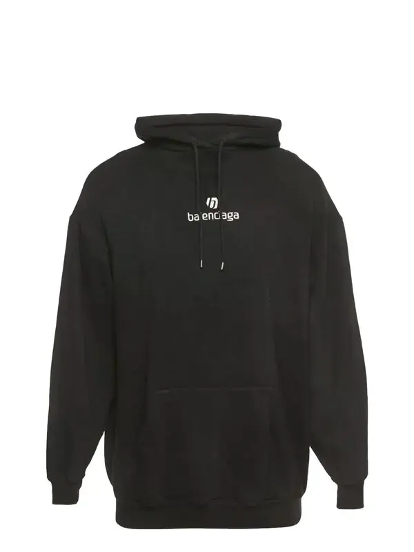 Balenciaga Logo-embroidered Hoodie - Black