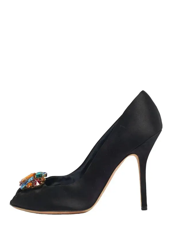 Dolce & Gabbana Embellished Open-toe Pumps - Black