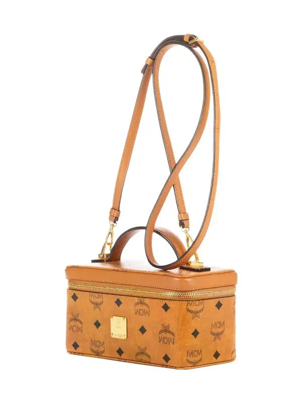 Mcm Logo Print Top Handle Bag - Brown