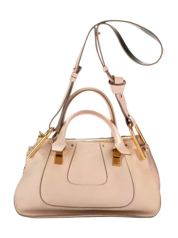 Chloé Leather Shoulder Bag With Gold-tone Hardware - Neutrals