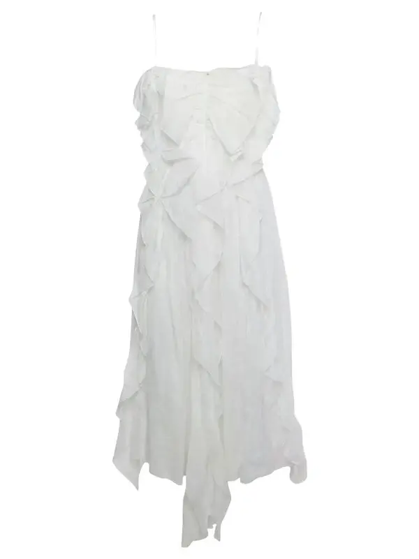 Chloé Ruffle Asymmetric Midi Dress - White