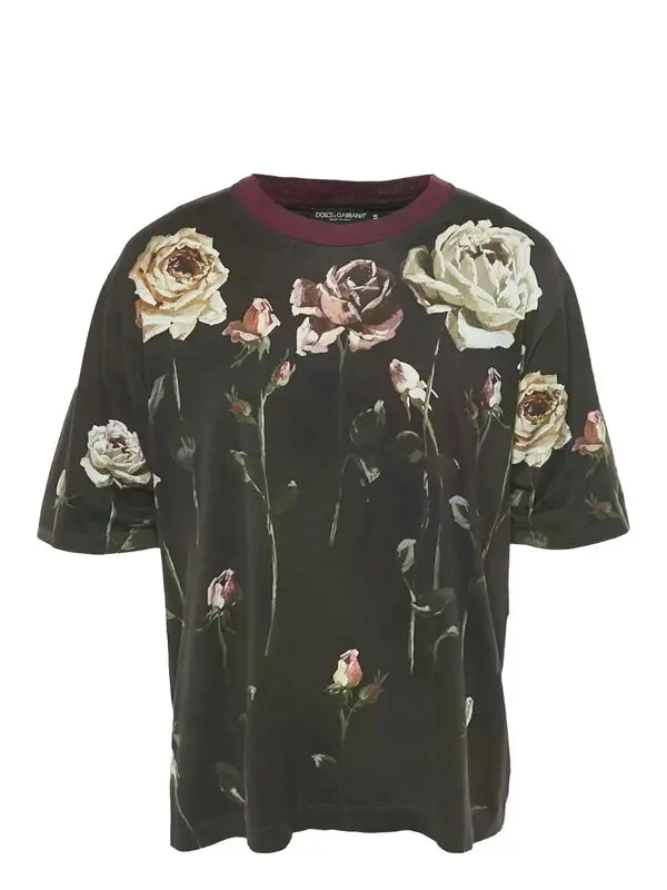 Dolce & Gabbana Floral-print Short-sleeves T-shirt - Black