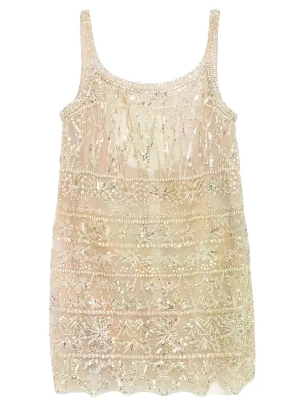 SAIID KOBEISY Embroidered Mini Dress - Gold