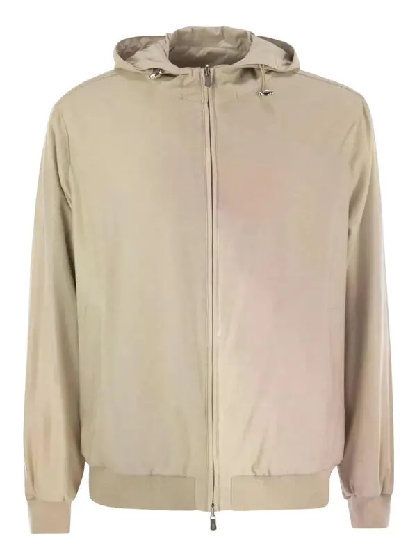 Fedeli Reversible Hooded Bomber Jacket - Neutrals