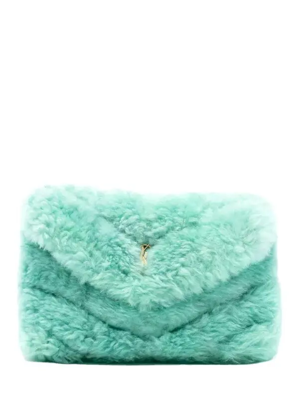 Saint Laurent 2021 Shearling Loulou Puffer Clutch Bag - Green