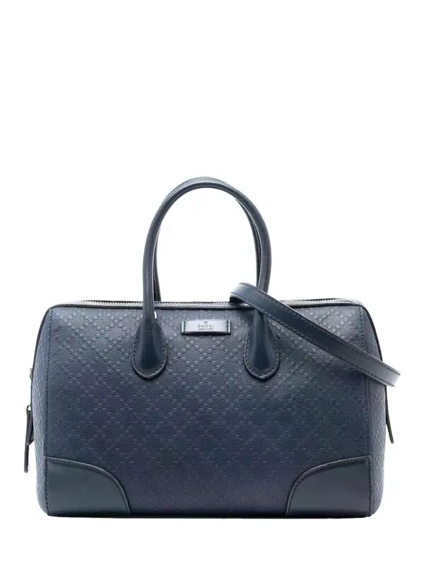 Gucci Diamante Leather Boston Satchel - Blue