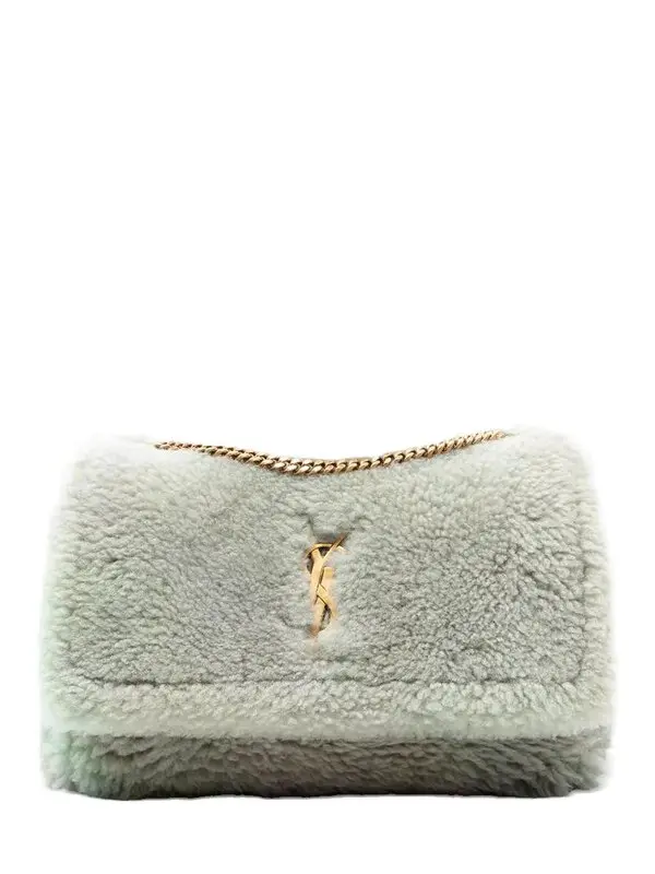 Saint Laurent 2022 Medium Shearling Monogram Kate Reversible Shoulder Bag - Grey