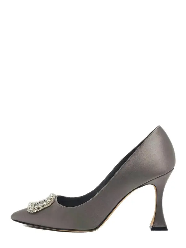 Manolo Blahnik Fabeta Satin Embellishment Pumps - Grey