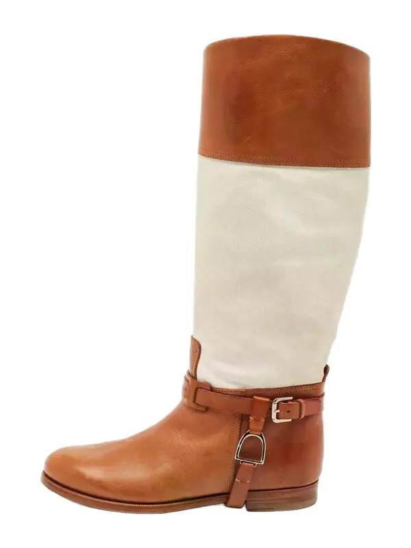 Ralph Lauren Leather And Canvas Knee High Boots - Brown