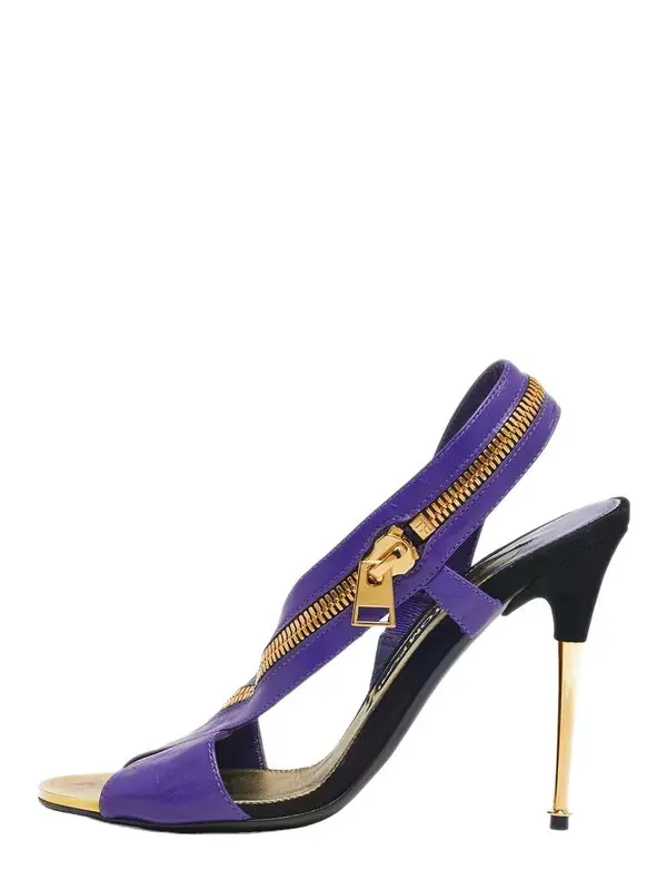 TOM FORD Zip Calf Leather Sandals - Purple