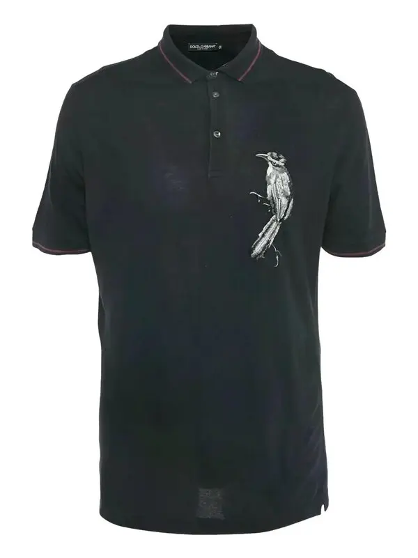 Dolce & Gabbana Bird-embroidery Polo Shirt - Black