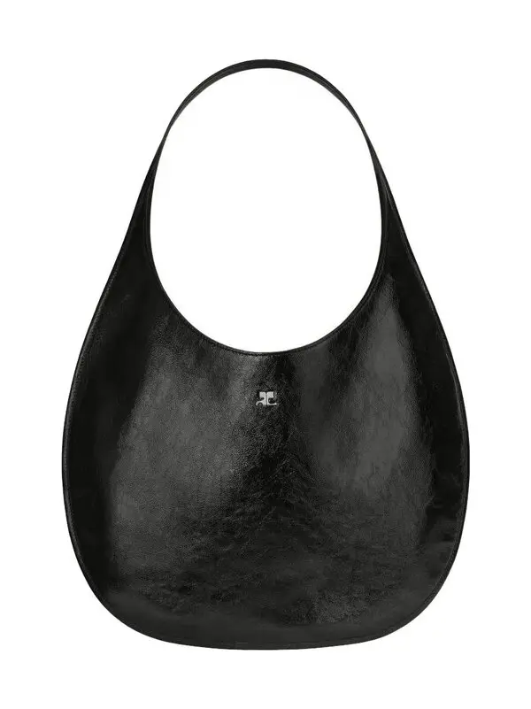 COURREGES Holy Naplack Leather Tote Bag - Black