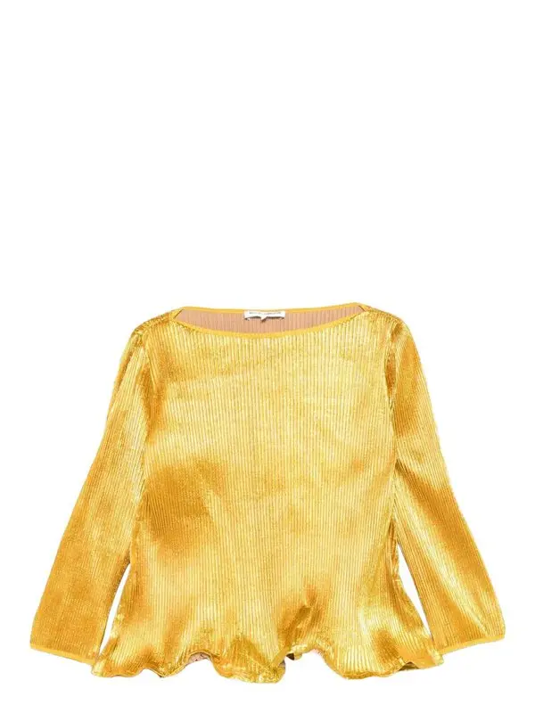 MELITTA BAUMEISTER Metallic Plissé Top - Yellow