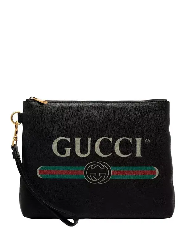 Gucci Leather Logo Clutch - Black