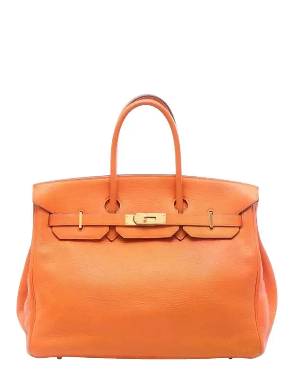 Hermès 2005 Taurillon Clemence Birkin Retourne 35 Handbag - Orange
