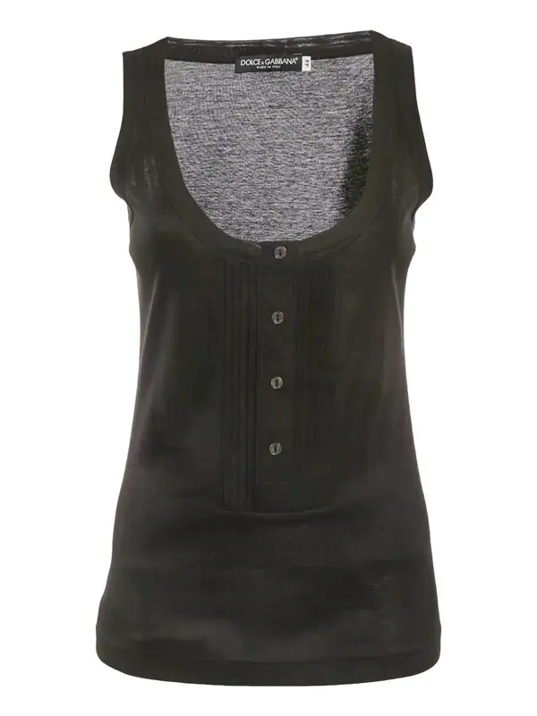 Dolce & Gabbana Pintucks Buttoned Tank Top - Black