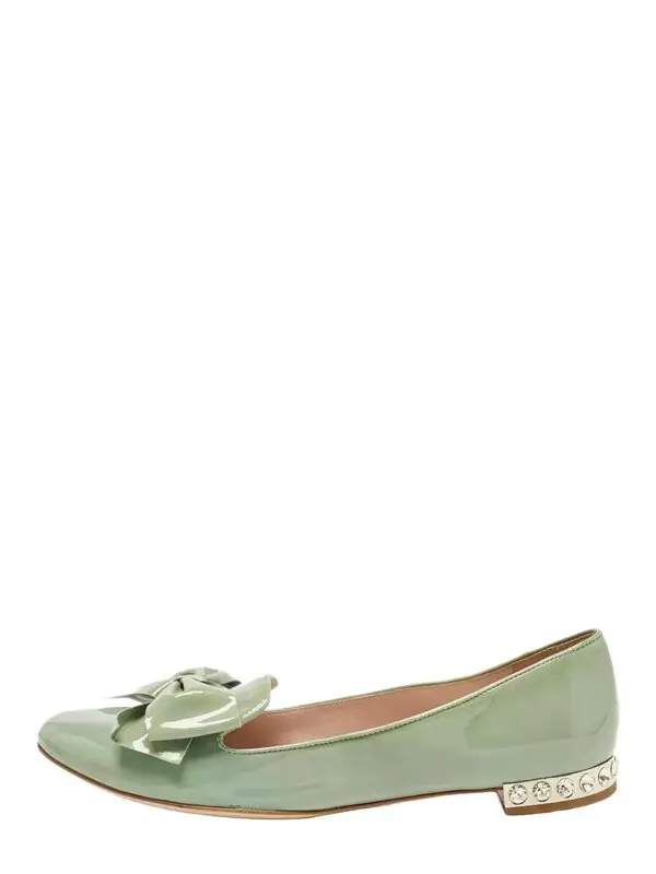 Miu Miu Bow-embellishment Ballet Flats - Green