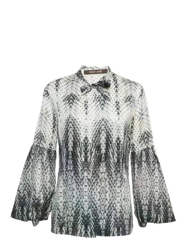 Roberto Cavalli Print Neck-tie Top - White