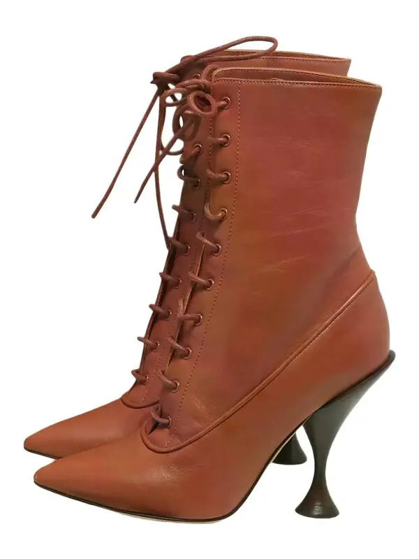 Burberry Lace-up Leather Ankle Boots - Brown