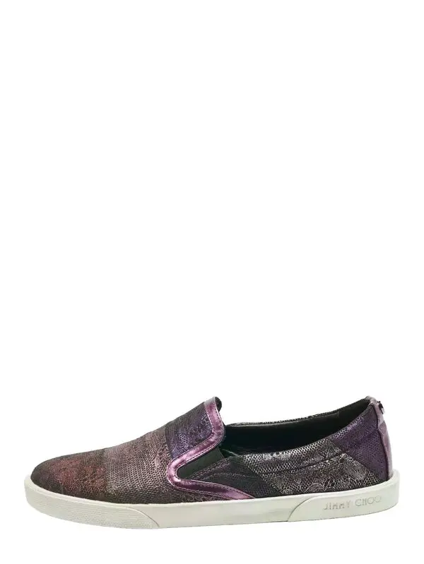 JIMMY CHOO Lace-print Suede Sneakers - Purple