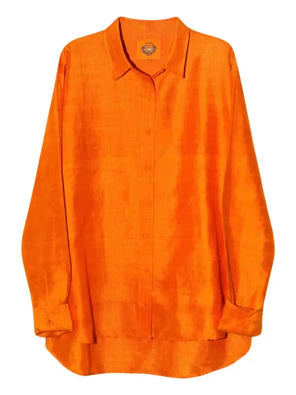 CONIGLIO PALM BEACH Classic Relaxed Silk Button-down Shirt - Orange