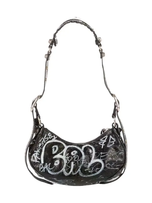 Balenciaga Graffiti-print Shoulder Bag - Black