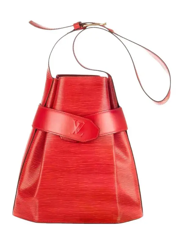 LOUIS VUITTON Embossed Leather Shoulder Bag - Red
