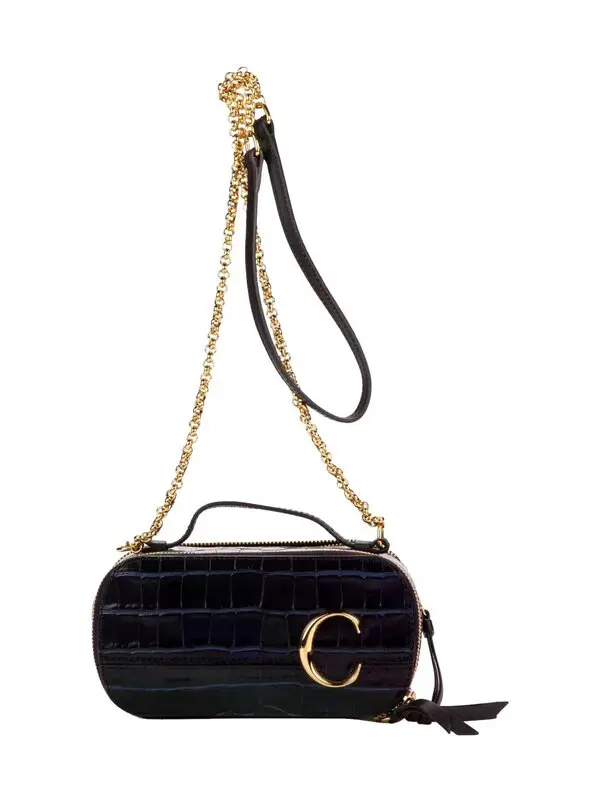 Chloé Embossed-leather Chain Bag - Blue
