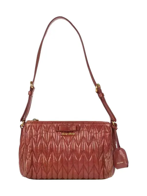 Miu Miu Matelassé Leather Shoulder Bag - Red