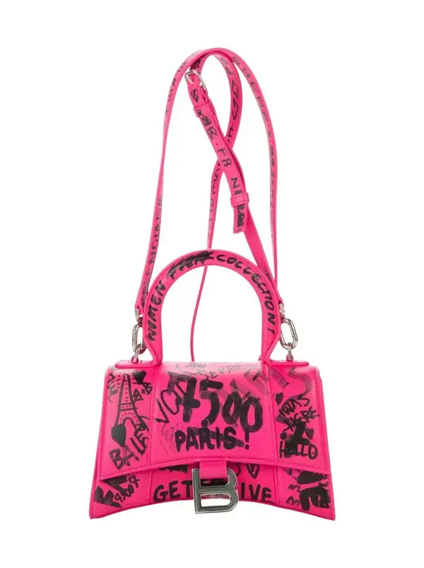 Balenciaga Xs Hourglass Graffiti Top-handle Mini Bag - Pink