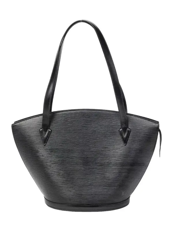 LOUIS VUITTON 1990s Embossed Leather Top Handle Bag - Black