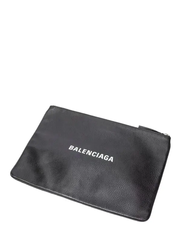 Balenciaga 2000s Logo Zip Clutch - Black
