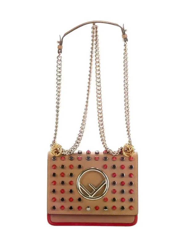 Fendi 2000 Studded Shoulder Bag - Neutrals